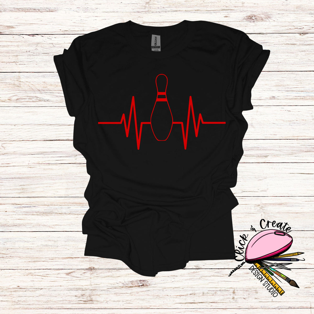 Bowling Pin Heartbeat Graphic – Click & Create Design Studio